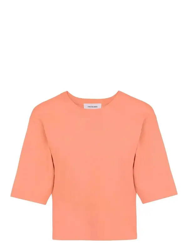 YVES SALOMON Knitted Cropped T-shirt - Orange