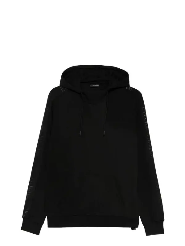 Emporio Armani Embroidered-logo Hoodie - Black