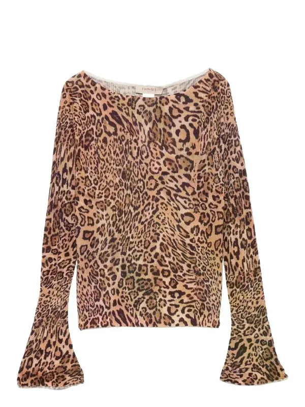 TWINSET Leopard Print Top - Brown