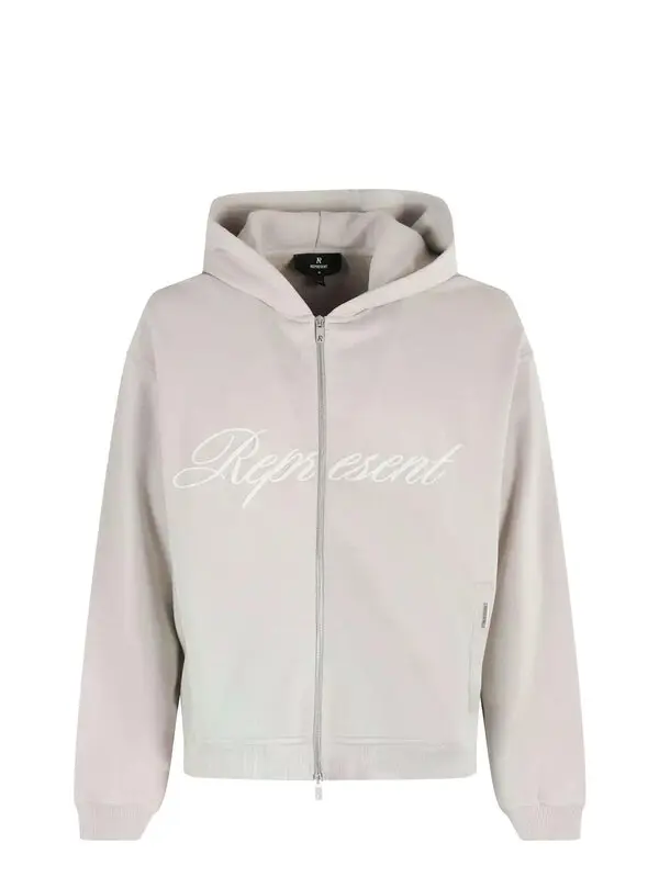 REPRESENT Script Logo Zip-up Hoodie - Neutrals
