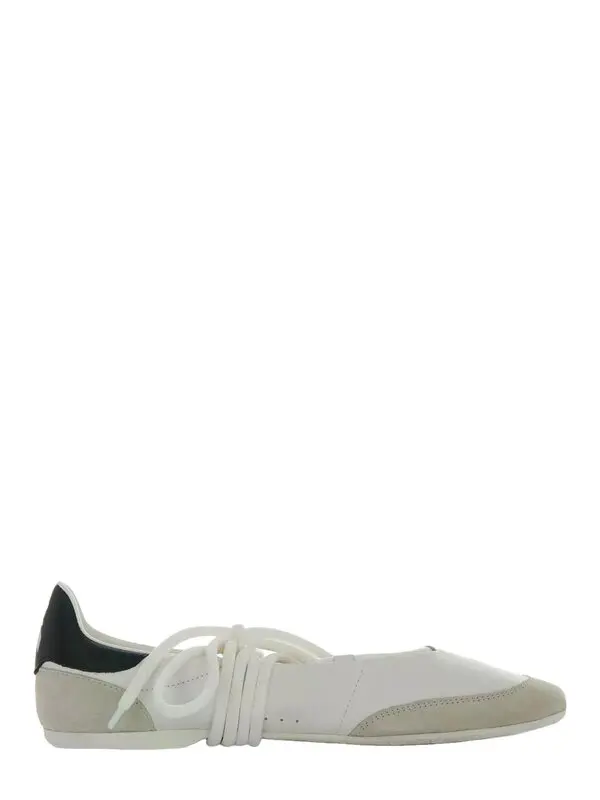 Patrizia Pepe Leather Lace-up Ballet Flats - White