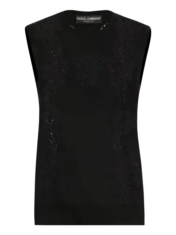 Dolce & Gabbana Sleeveless Top With Lace Panels - Black