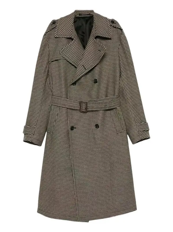 Tagliatore Houndstooth Double-breasted Coat - Black