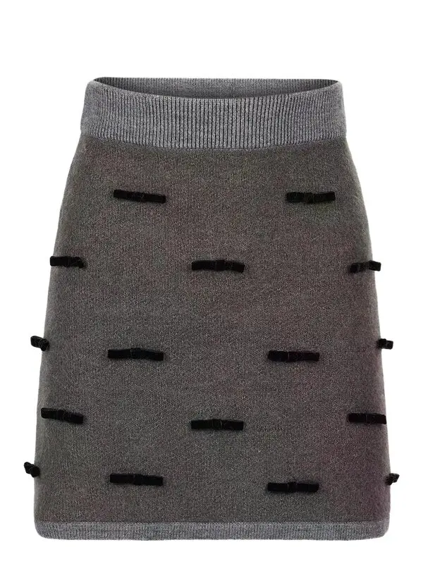 Nina Ricci Bow-embellished Knitted Mini Skirt - Grey