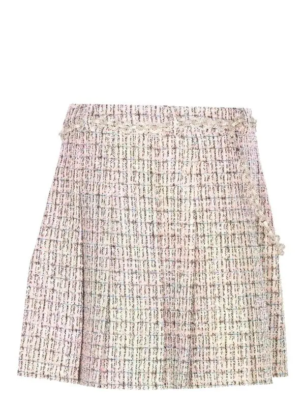 SELF-PORTRAIT Crystal-embellished Tweed Mini Skirt - Neutrals