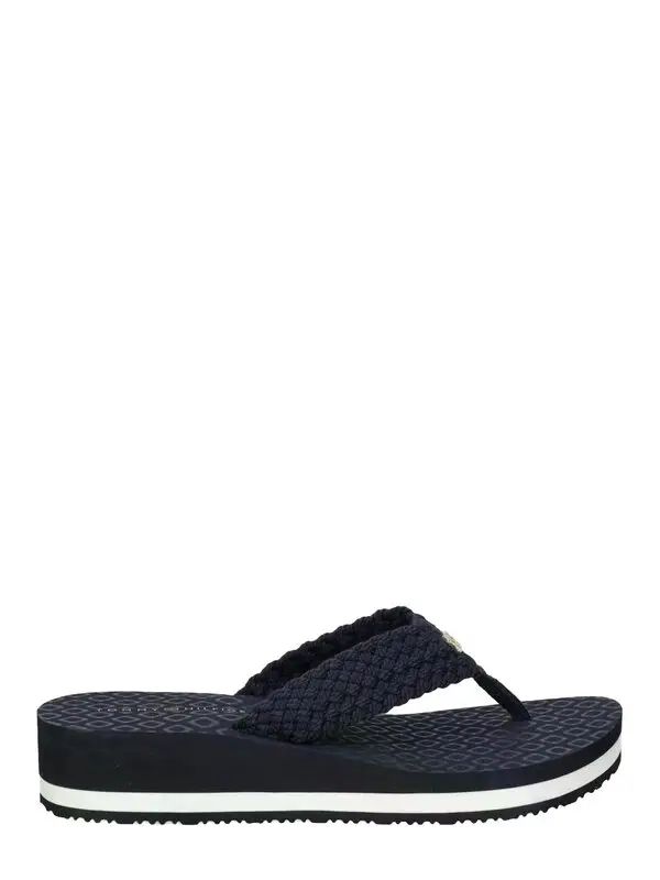 Tommy Hilfiger Th Monogram Crochet Wedge Flip-flops - Blue