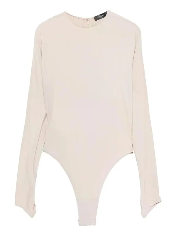 MUGLER Long-sleeve Bodysuit With Thumb Holes - Neutrals