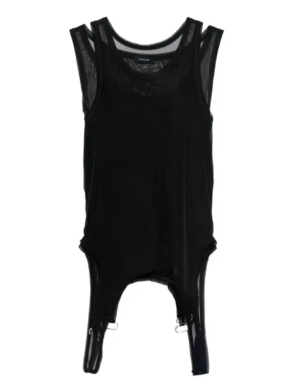 MUGLER Layered Mesh Tank Top - Black