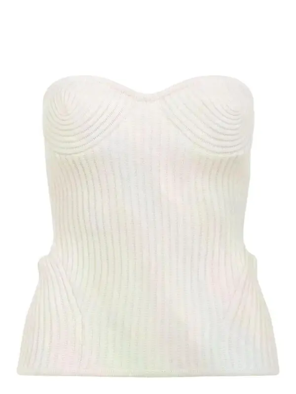 Jean Paul Gaultier Ribbed Sweetheart Top - White