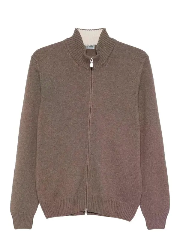 VENGERA Zip-front Wool Cardigan - Brown