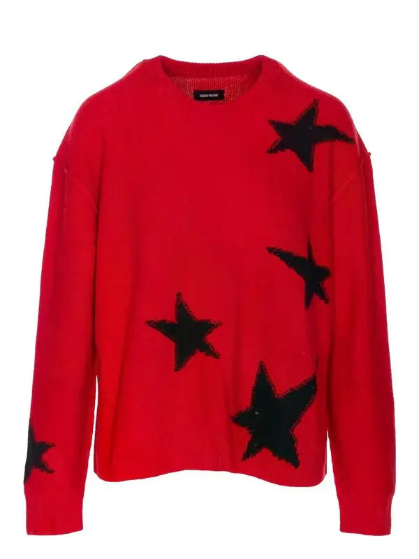 Zadig&Voltaire Markuz Star-embroidered Cashmere Sweater - Red