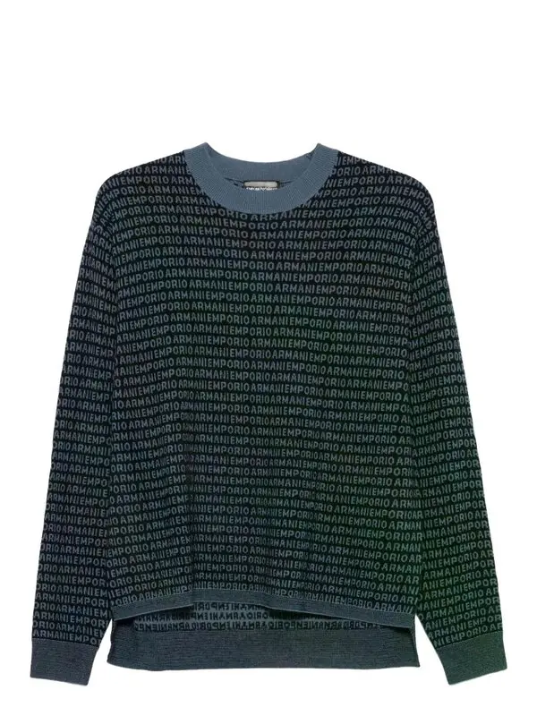 Emporio Armani Logo-print Wool Pullover - Blue