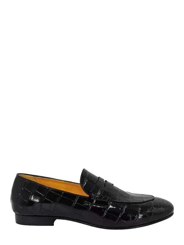 MADISON.MAISON Crocodile-effect Penny Loafers - Black