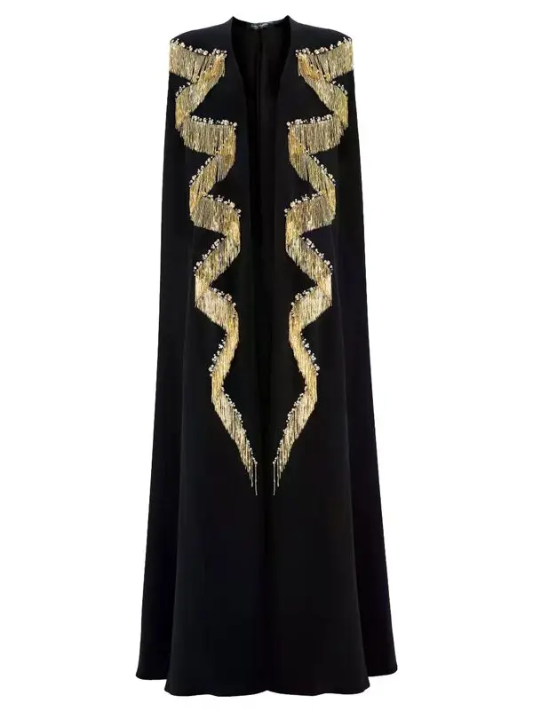 Jenny Packham Fringe-embellished Cape Top - Black