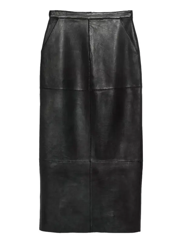 P.a.r.o.s.h Panelled A-line Leather Skirt - Black