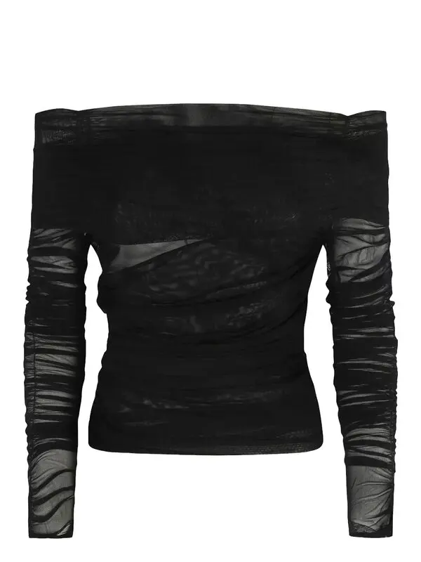 Federica Tosi Off-shoulder Mesh Blouse - Black