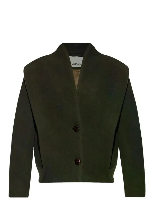 Isabel Marant Padded-shoulder Wool Coat - Green