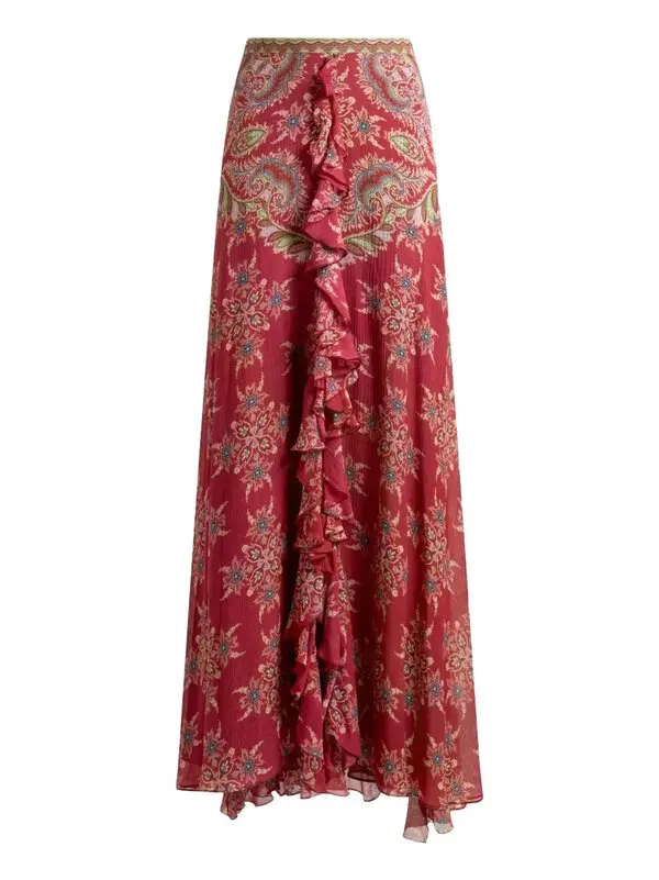 Etro Paisley-print High-rise Skirt - Red