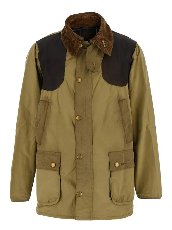 Barbour Cotton Jacket With Corduroy Collar - Green