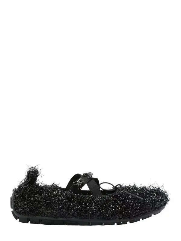 Simone Rocha Embellished Frill Ballet Flats - Black