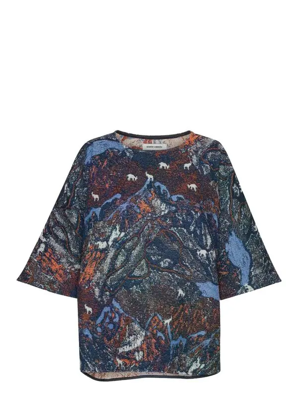 Henrik Vibskov Tapestry-print Three-quarter Sleeve Top - Blue