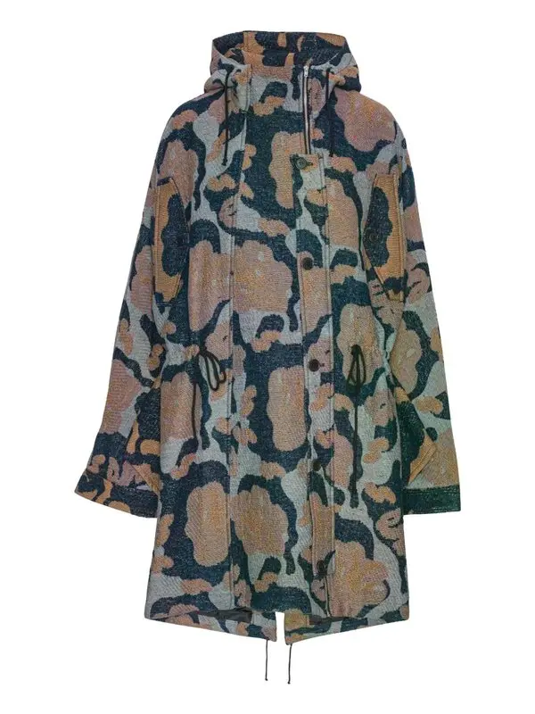 Henrik Vibskov Abstract Print Hooded Coat - Blue