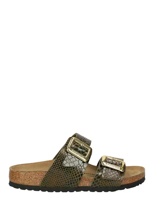 BIRKENSTOCK Snakeskin Buckle Sandals - Brown