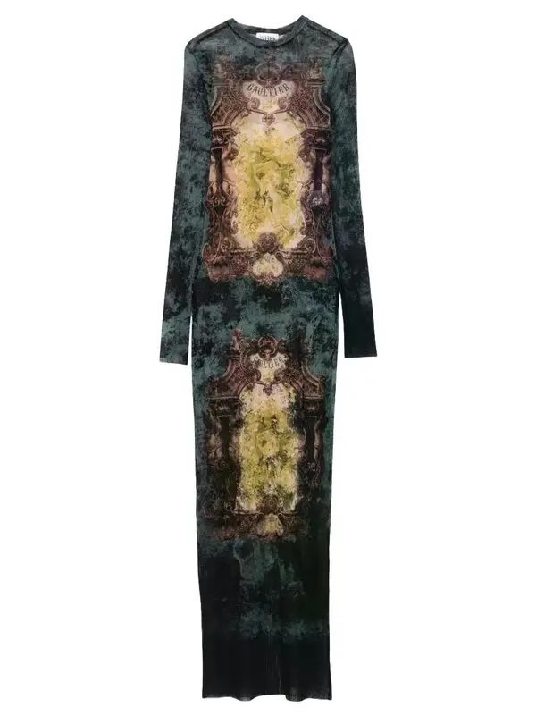 Jean Paul Gaultier Baroque-print Maxi Dress - Black