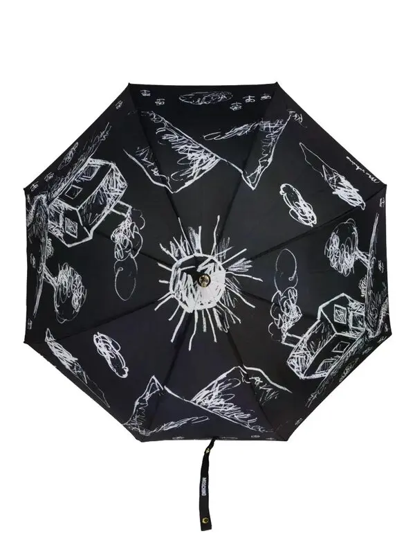 Moschino Sketch-print Umbrella - Black