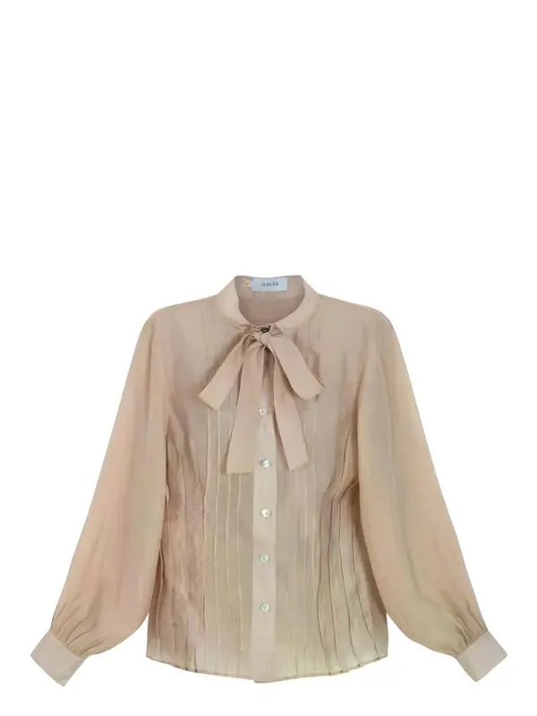 Isolda São Luis Pleated Bow Shirt - Neutrals