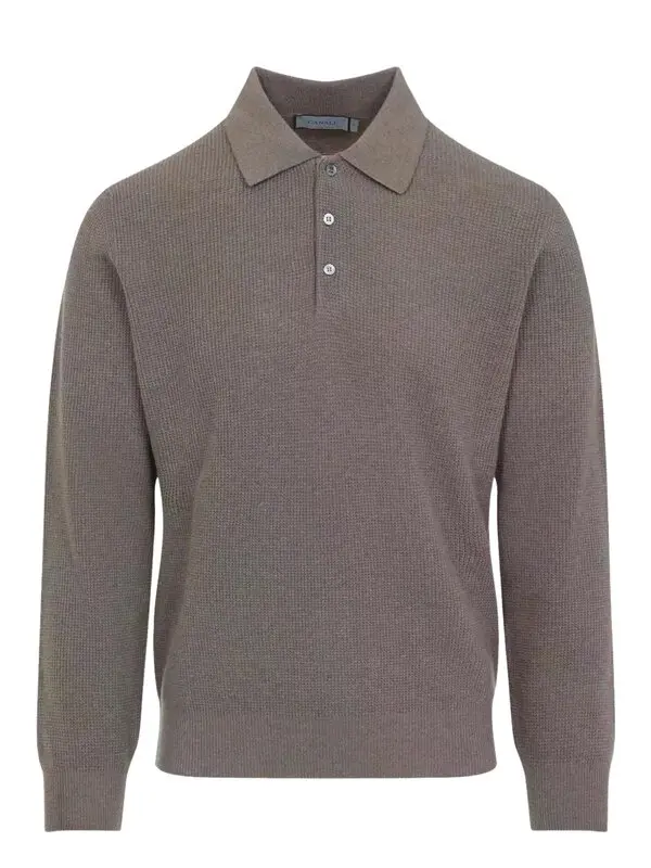 Canali Waffle-knit Polo Shirt - Grey