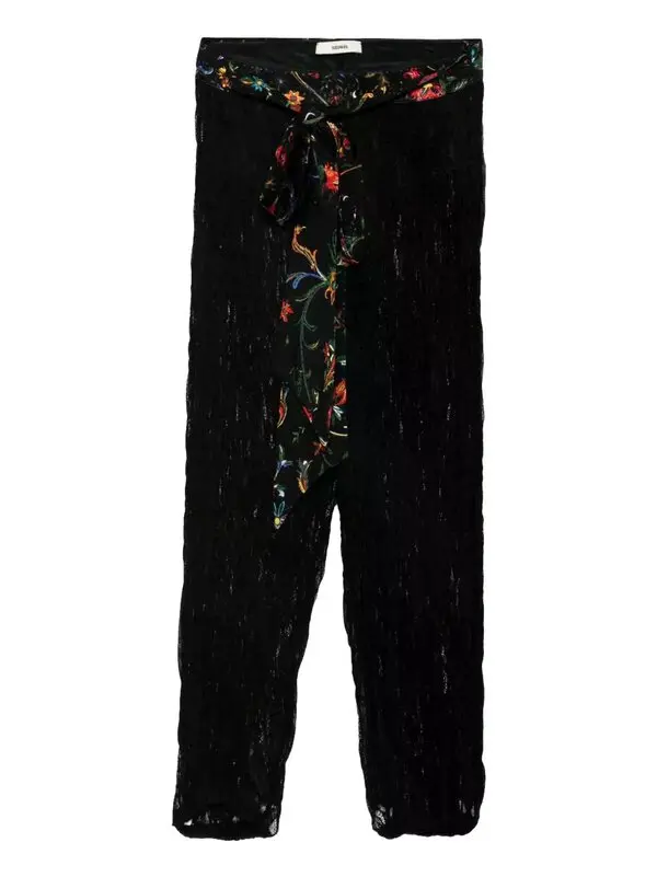 SIEDRES Floral Print Lace Trousers - Black