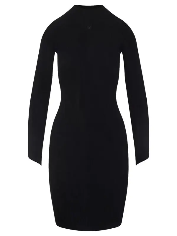 COURREGES Ribbed High-neck Dress - Black