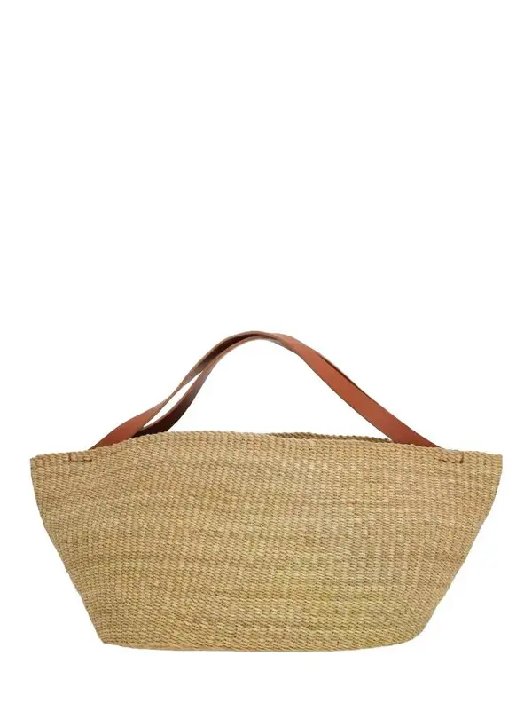 INES BRESSAND Leather-handle Woven Shoulder Bag - Neutrals