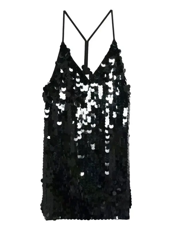 P.a.r.o.s.h Sequin Embellished Spaghetti-strap Dress - Black