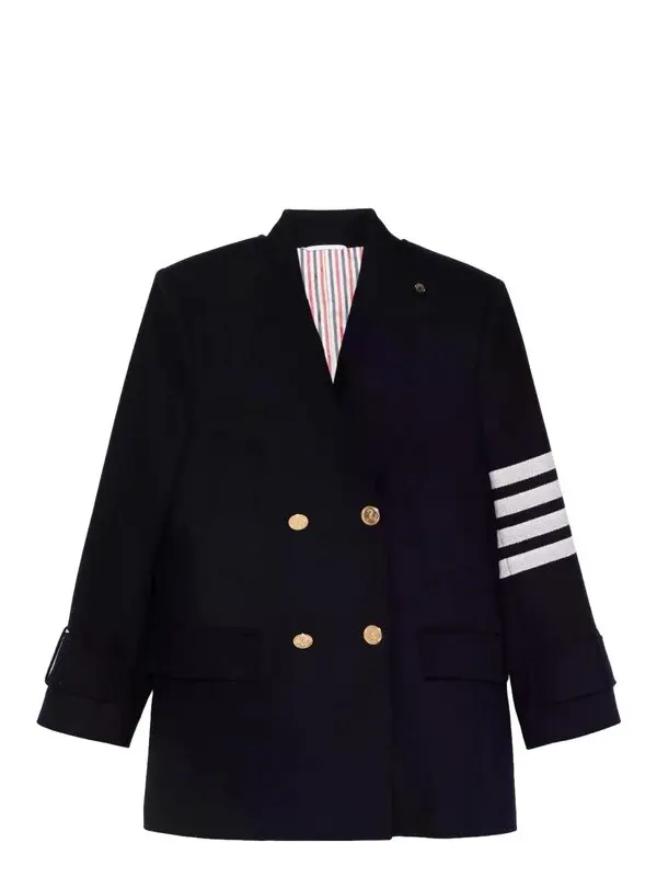 Thom Browne 4 Bar Stripes Waistcoat And Pea Coat Set - Blue