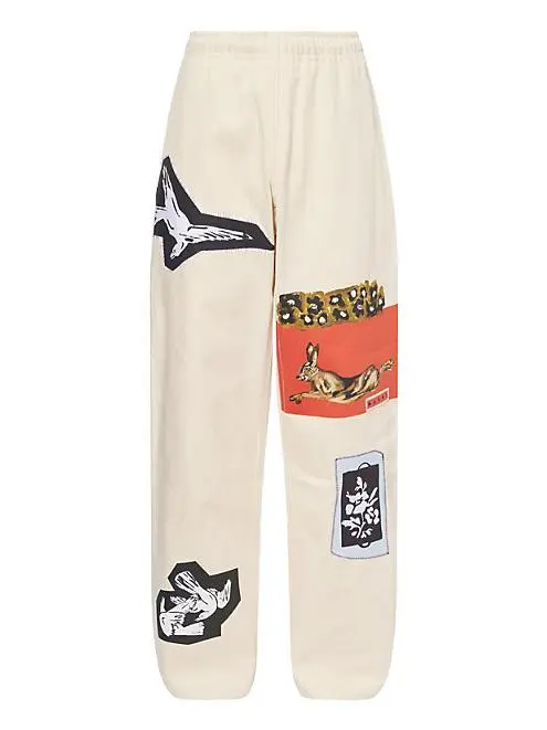 Marni Mixed Media Drawstring Denim Trousers - Bone
