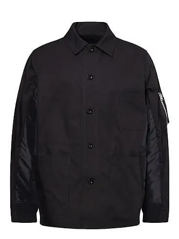 Sacai Long-sleeve Cotton Oxford Jacket - Black