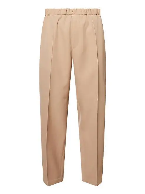 JIL SANDER Drawstring Wide Tapered-leg Wool Gabardine Trousers - Clay