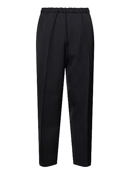 JIL SANDER Drawstring Wool Gabardine Trousers - Black