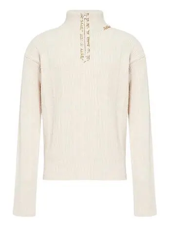 Marni Mended Turtleneck Wool And Cashmere Jumper - Soft Beige
