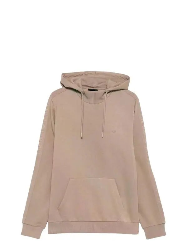 Emporio Armani Embroidered-logo Hoodie - Neutrals