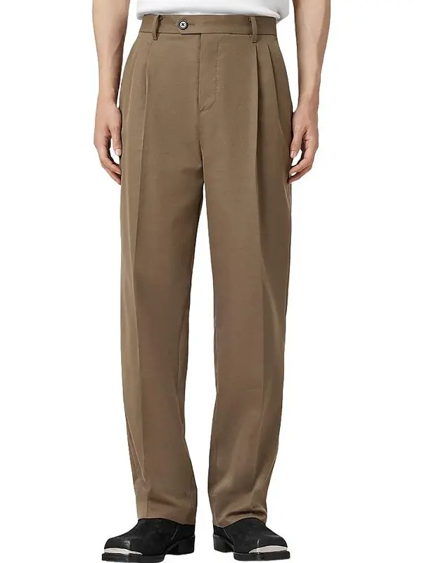 ALLSAINTS Tallis Pleated Straight Fit Trousers - Baked Brown