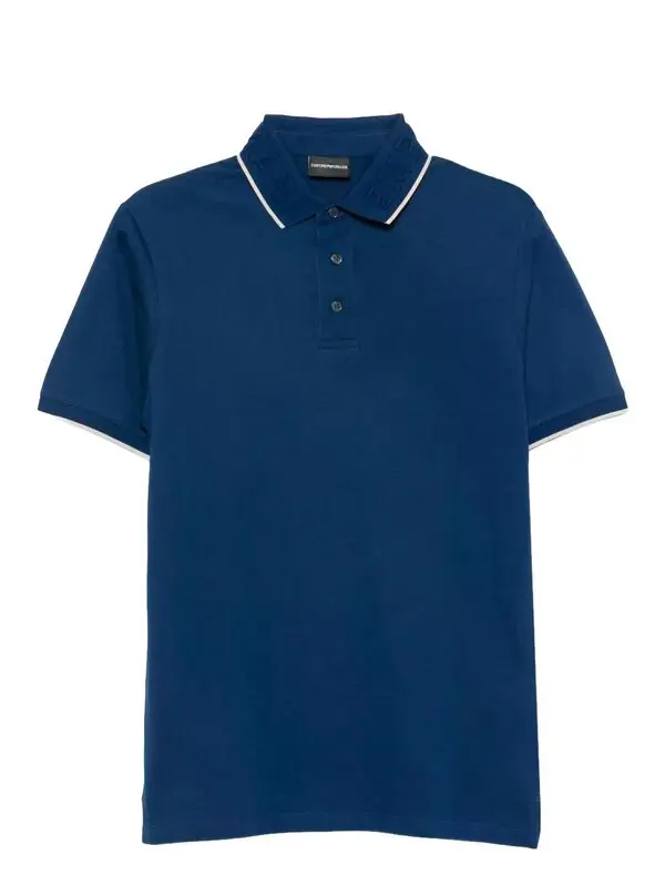 Emporio Armani Embroidered-collar Polo Shirt - Blue