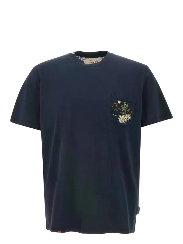 BOB Embroidered-pocket T-shirt - Blu