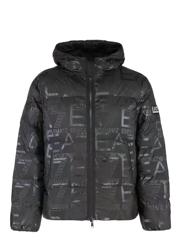 Emporio Armani Logo-print Hooded Down Jacket - Black