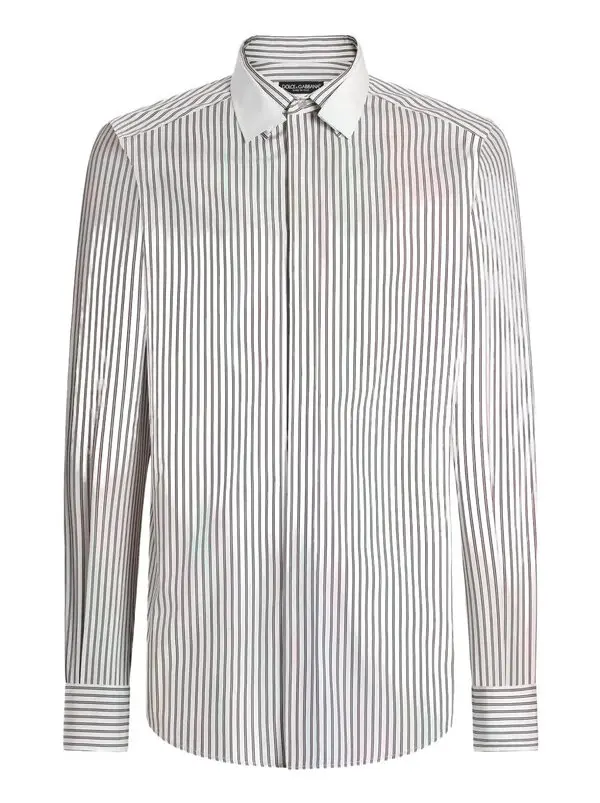Dolce & Gabbana Striped Longsleeved Shirt - White
