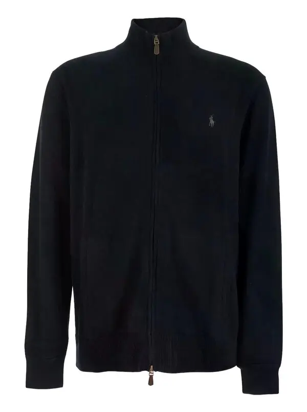 Polo Ralph Lauren Embroidered Turtleneck Cardigan - Black