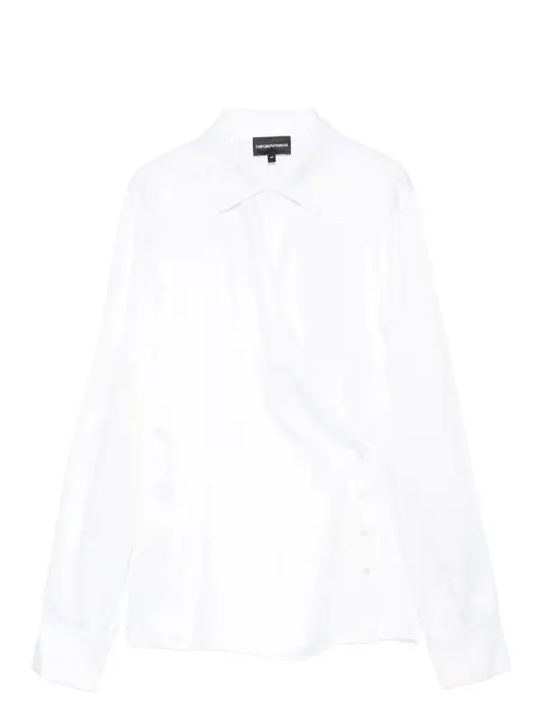 Emporio Armani Wrap-front Button-detailed Blouse - White