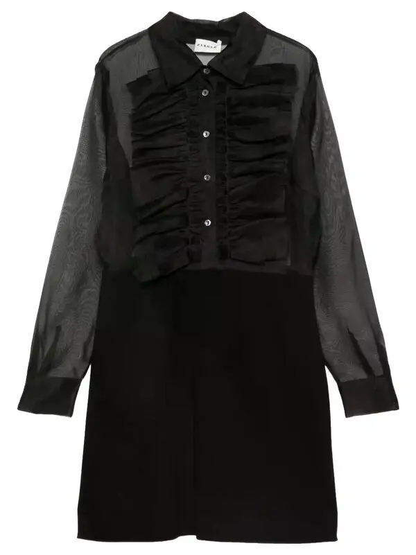 P.a.r.o.s.h Ruffled Sheer-paneled Dress - Black